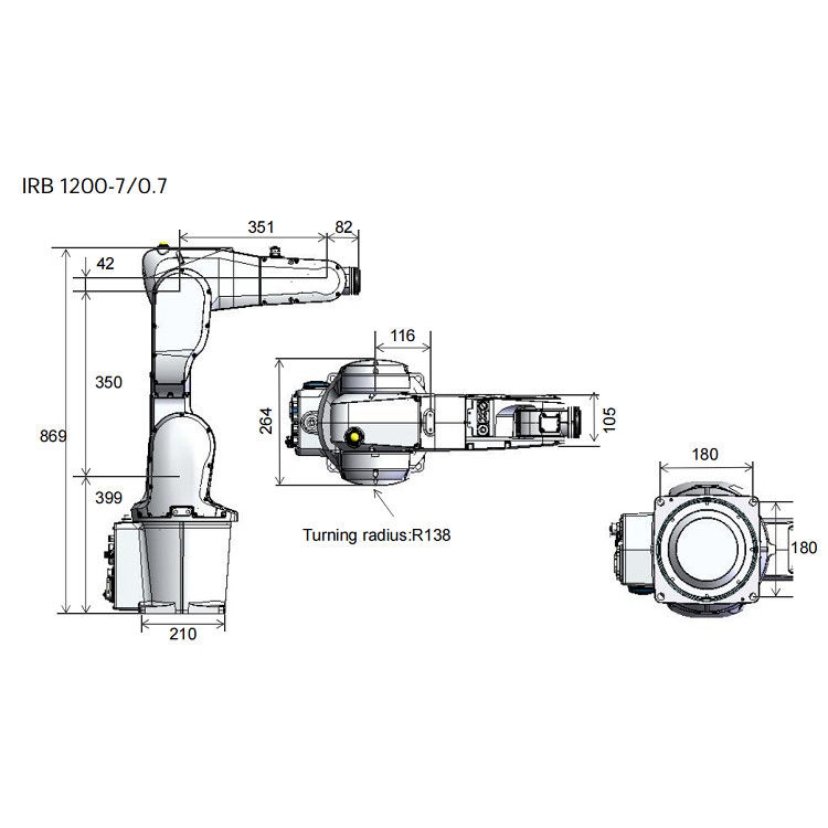 ABB IRB1200 Robot Industri Dengan Muatan 7KG Sebagai 6 Axis Robot Arm ...