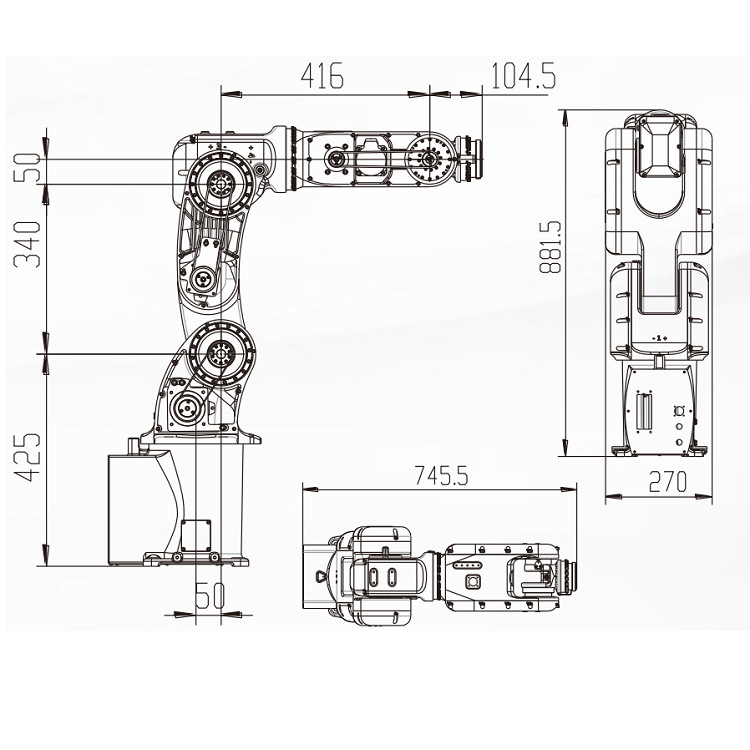 Mini Arm Robot Akurasi Tinggi Dengan 7KG Payload 759MM Jangkauan Robot ...